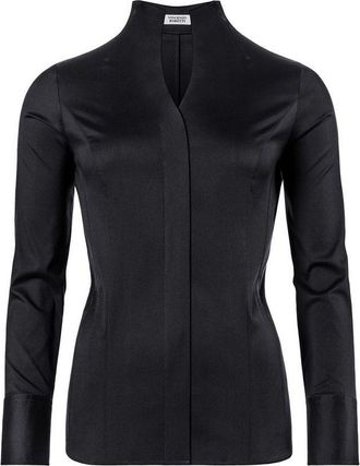 Vincenzo Boretti Klassische Bluse tailliert stretch Kelchkragen