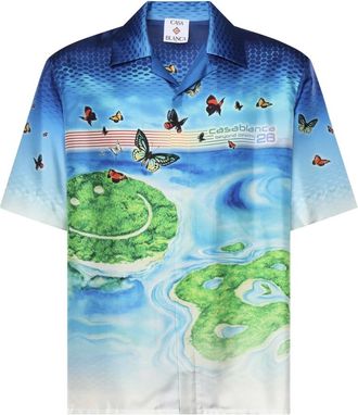 Casablanca Homme, Chemises, Multicolore, Taille: M Gradient Silk Short Sleeve Shirt