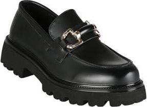 Solada Milano Mocassins femme avec semelle haute, Noir, 40 EU