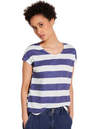 Street One Damen Gestreiftes T-Shirt deep water blue,38