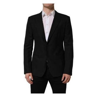 Dolce & Gabbana Woll Blazer Jacke mit einfachem Knopfverschluss - - Jackets - Herren - Schwarzk - XL