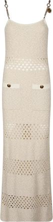 Elisabetta Franchi Femme, Robes, Beige, Taille: 40 FR Boucl&eacute; Knit Long Dress