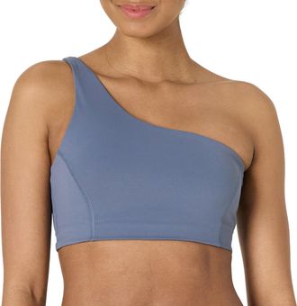 Amazon Essentials Damen Active FormFlex Buttery Soft Sport-BH mit One-Shoulder-Träger und Riemchenrücken, für leichten Halt, Schiefergrau, XXL