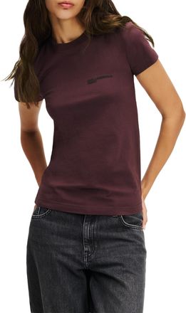 Karl Lagerfeld Damen, Slim Fit T-Shirt, Plum Perfect, Xtra Small