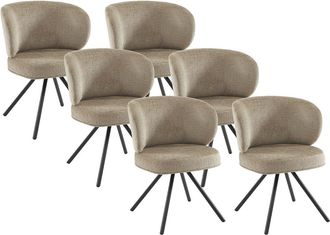 Vente-Unique Lyaro Drehstuhl, aus Strukturiertem Stoff und Metall, Schwarz, 6 St&cedil;ck, Taupe