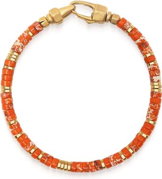 Nialaya Homme, Accessoires, Jaune, Taille: 2XL Orange Jasper Heishi Bracelet