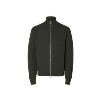 Selected Homme, Pulls, Vert, Taille: S Ls Knit Structure Full Zip