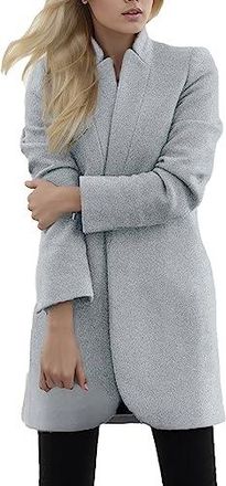 Generic 2026 Vestes pour femmes costume solide long manteau poilu cardigan manches courtes ouvert femmes veste, gris, 5XL
