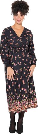 Miamoda Damen gro&szlig;e Gr&ouml;&szlig;en &Uuml;bergr&ouml;&szlig;en Plus Size Maxikleid, A-Linie, Bl&uuml;tendruck, Langarm schwarz 46 837232100-46
