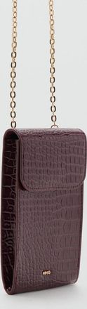 Mango Housse t&eacute;l&eacute;phone portable effet croco brillant bordeaux - Femme - Taille unique - MANGO