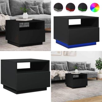 vidaXL Vidaxl - Couchtisch mit LED-Leuchten Schwarz 50x49x40 cm - Couchtisch - Wohnzimmerstil - Moderner Couchtisch - Holzwerkstoff - led Beleuchtung - Home
