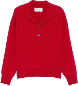 Ami Pull &agrave; col montant boutonn&eacute; - Homme - Pulls - Rouge - Taille: M