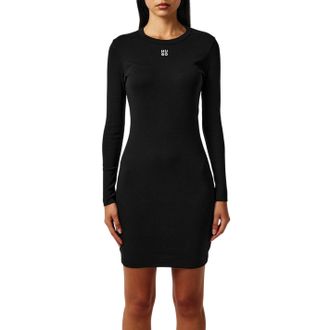 HUGO BOSS Hugo - Bodycon Kleid f&uuml;r Damen, Rundhalsausschnitt, Lang&auml;rmlig (Schwarz)