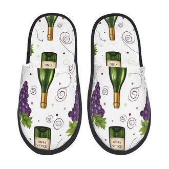 Generic Pantoufles En Feutre Bouteilles De Vin Et Raisins Antid&eacute;rapant Fourrure Pantoufles Doux Chaussons DInt&eacute;rieur Pour Camping Femmes H&ocirc;tel L