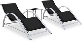 vidaXL Vidaxl - Sonnenliegen 2 Stk. mit Tisch Aluminium Schwarz