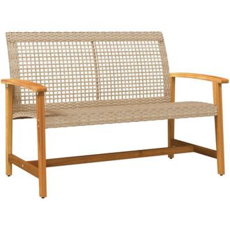 vidaXL Gartenbank Beige 112 cm Poly Rattan und Akazienholz - Vidaxl