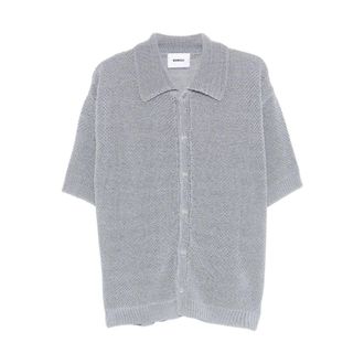 BONSAI Gekn&ouml;pfte Strickjacke mit kurzen &Auml;rmeln - - Knitwear - Herren - Grau - M