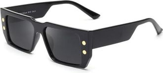 Generic Lunettes de soleil rectangulaires pour homme et femme - Lunettes de conduite polarisées rétro - Monture étroite, C1 noir., Taille unique