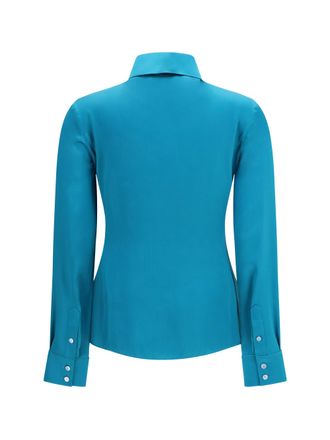 Gucci Womens Silk Satin Shirt Twilight Sea
