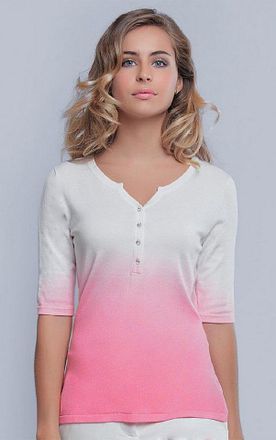 Passioni Kurzarmpullover mit Farbverlauf und Swarovski Steinen