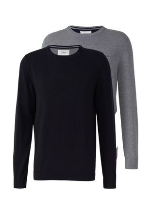 s.Oliver Pullover Crew Neck (DE/NL/SE/PL, Alphanumerisch, 3XL, Regular, Regular, grau + schwarz)