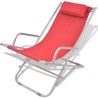 vidaXL Vidaxl - Liegest&uuml;hle 2 Stk. Stahl Rot