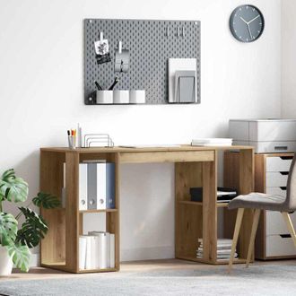 vidaXL Vidaxl - Bureau avec Rangement ch&ecirc;ne artisanal 130 x 50,5 x 75 cm