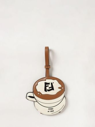 Fendi Porte-cl&eacute;s en cuir de veau et coton enduit avec monogramme FF