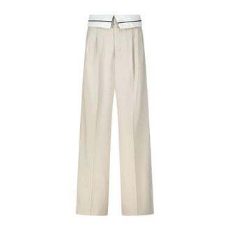 Rossi Rossi, Femme, Pantalons, Beige, Taille: 42 FR Pantalon Large Élégant Noa Collier