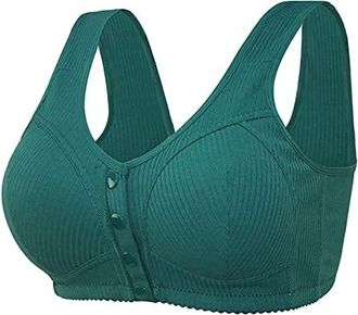 Generic 2026 Soutien-gorge pour femme avec bordure de sport extra &eacute;lastique sur le devant et fermeture en dentelle r&eacute;glable respirante, Vert, 68