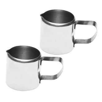 Valiclud 2 St&uuml;ck Teiliges Mini Milchk&auml;nnchen aus Edelstahl Auslaufsicheres Espressok&auml;nnchen f&uuml;r Cappuccino Latte Art f&uuml;r Bar K&uuml;che Praktische Milchsauce Kanne