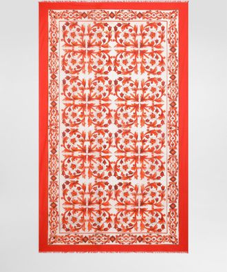 Dolce & Gabbana Pareo Aus Batist Mit Majolika-print - Frau Bademode Multicolor Baumwolle Onesize