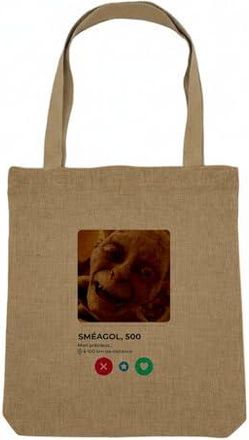 Fabulous Sac Shopping Tote Bag Aspect Lin - Sm&eacute;agol R&eacute;seau Social Rencontre Amour - Sac de Courses Toile Epaisse 360g Beige Naturel Cabas Port&eacute; Epaule Solide I