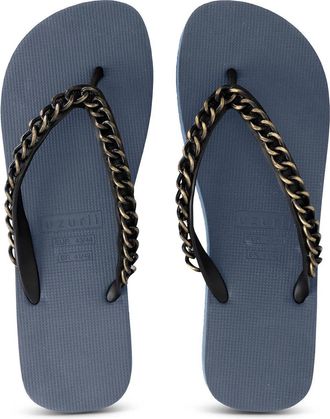 UZURII Slipper & Pantoletten - Zehentrenner Gold Large - Gr. 37_38 - in Blau - f&uuml;r Damen