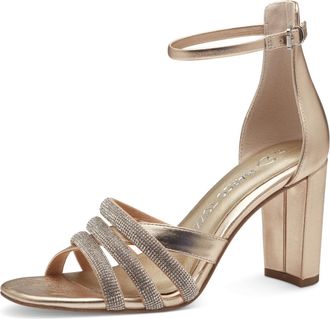 Marco Tozzi Damen Sandalen mit Absatz Sommer mit Strass, Gold (Gold Comb), 40 EU