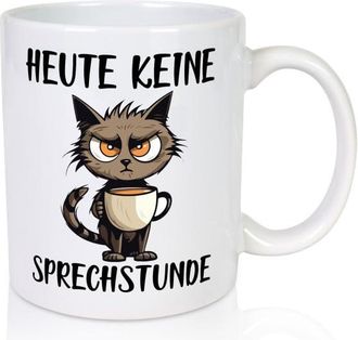 Generic Heute keine Sprechstunde | Katze mit Tasse - Tasse Weiss - Kaffeetasse/Geschenk/Familie
