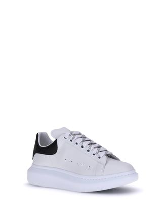 Alexander McQueen Mens Leather Sneakers White-Black White/black