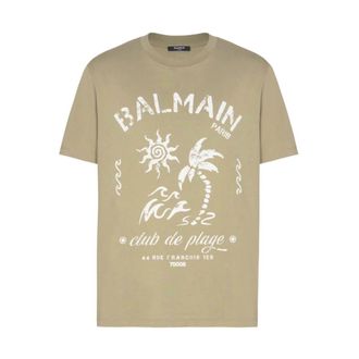 Balmain Kurz&auml;rmeliges T-Shirt mit Rundhalsausschnitt - - Tops - Herren - Beige - 2XL