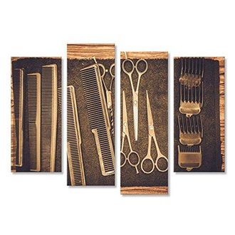 Islandburner Tableau sur toile Accessoires de coiffeur dans un salon de coiffure Tableaux, Image, Poster JLY