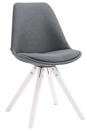 Clp Chaise De Salle A Manger Toulouse en Tissu I Chaise Visiteur Style Scandinave avec Dossier Et Assise Rembourr&eacute;s I Pi&egrave;tement Bois Rond, Couleur:Gris fo