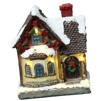 Valiclud Weihnachtsdorf Figur Tischdeko mit LED Beleuchtung aus Kunstharz f&uuml;r Weihnachtsfeier Zuhause Auto Party Gastgeschenk