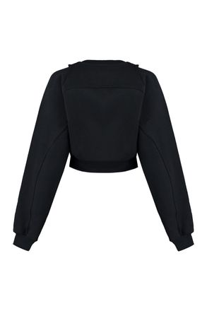 Off-white Womens Cropped Logo Detail Cotton Sweatshirt Black Sweatshirts Sweater