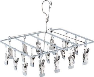 Relaxdays Sockentrockner für Wäscheständer, 23 Klammern, Drehhaken, gummiert, Sockenhalter HxBxT 29 x 34,5 x 27 cm, grau