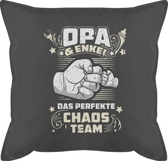 Shirtracer Kissen 50x50 - Großvater - Opa & Enkel - Das perfekte Chaos Team - Vintage weiß - 50 x 50 cm - Grau - und Geschenk Geschenke für opas Spruch männerkis