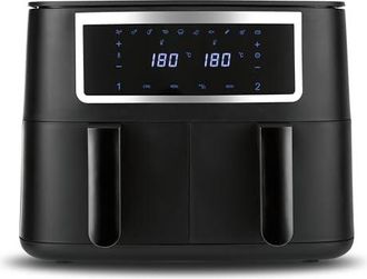 Gourmetmaxx Air Fryer avec 2 tiroirs - 2 x 4 L | Pour cuire en même temps | Friteuse à air chaud avec écran tactile, minuterie & arrêt automatique | 10 programmes