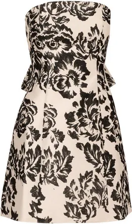 Adrianna Papell Abendkleid Strapless Mikado Short Dress Kurzes Kleid aus Mikado mit beflocktem Print und Schleife am R&uuml;cken