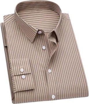 Generic Chemise &agrave; carreaux &agrave; manches longues pour homme, coupe ajust&eacute;e, d&eacute;contract&eacute;e, chemise unie &agrave; revers doux &agrave; rayures, Tz7708, XXL