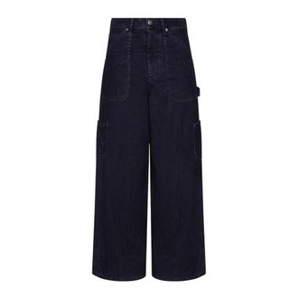 Emporio Armani Femme, Pantalons, Bleu, Taille: W25 J2G Flocked-Rib Garment-Dyed Drill Cargo Jeans