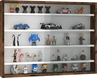 HOMCOM Sammlungsvitrine Hängevitrine 80 x 9,5 x 60 cm mit 4 höhenverstellbaren Regalböden und 2 Glasschiebetüren, für die Sammlung von Figuren und Modellauto