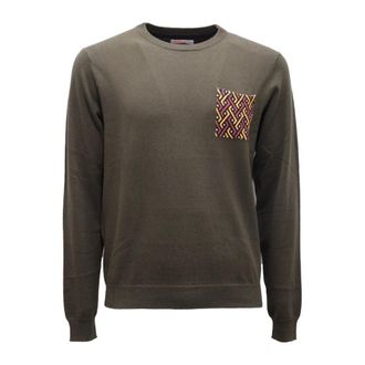 Sun 68 K41113 74 Militare Scuro Rundhalsausschnitt & Taschenaufdruck - - Knitwear - Herren - Gr&uuml;n - M